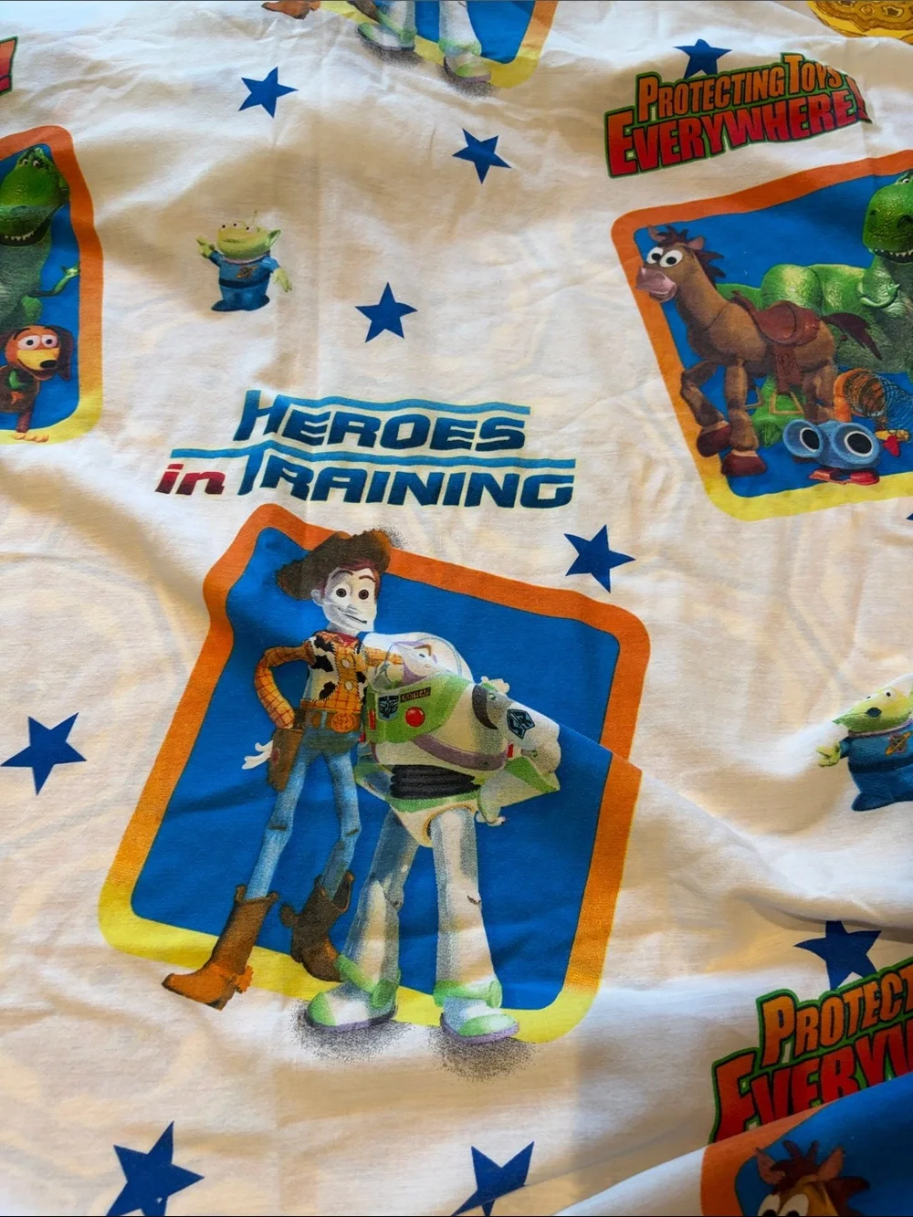 Bedding | Vintage Toy Story Heroes In Training Twin Flat Sheet 63 X 95 ...